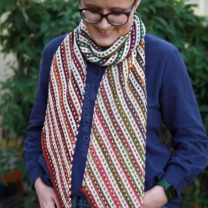 Knit Scarf Pattern & Yarn Kit, Color Your Pixel Scarf, Knitting Kit