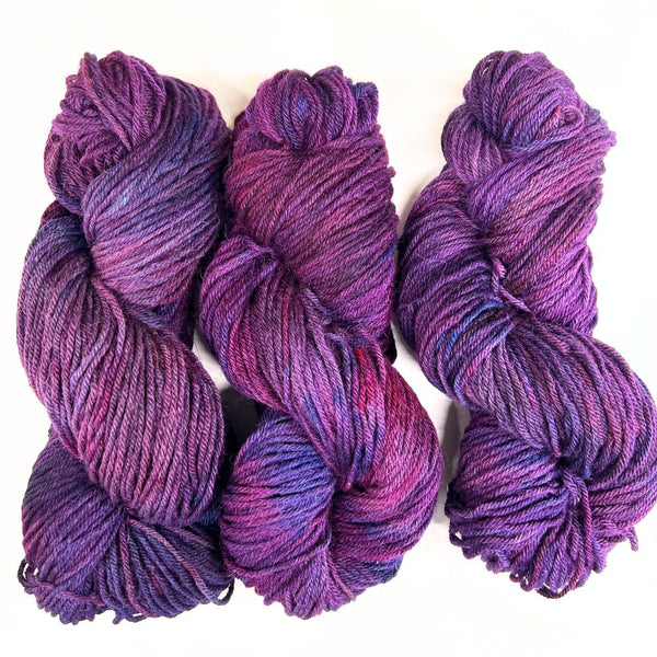 DK Yarn, Hand Dyed Yarn, Deep Burgundy, slight Blue, Alpaca & Merino