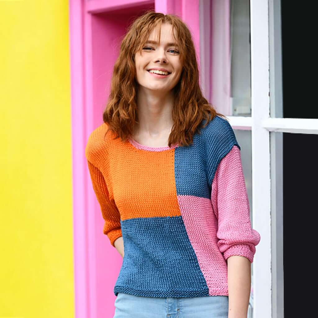 Fall/Summer Sweater Knitting Kit | Katie Color Block Sweater Kit