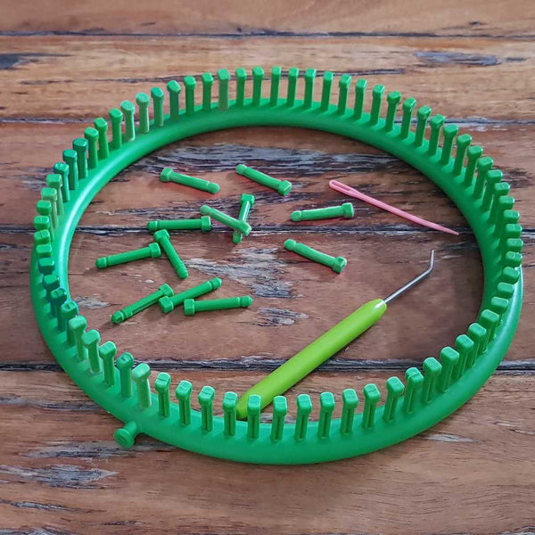 Knitting Loom with Adjustable Pegs for Adult Hats, 3/8" and 5/8" Gauge