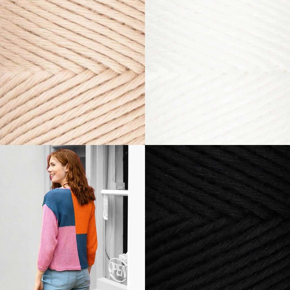 Fall/Summer Sweater Knitting Kit | Katie Color Block Sweater Kit