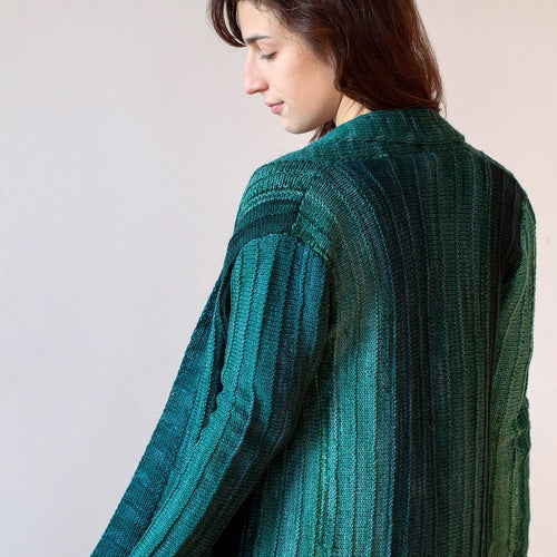 Lightweight Monokrom Cardigan Knit Sweater Kit, with Hand Dyed Yarn