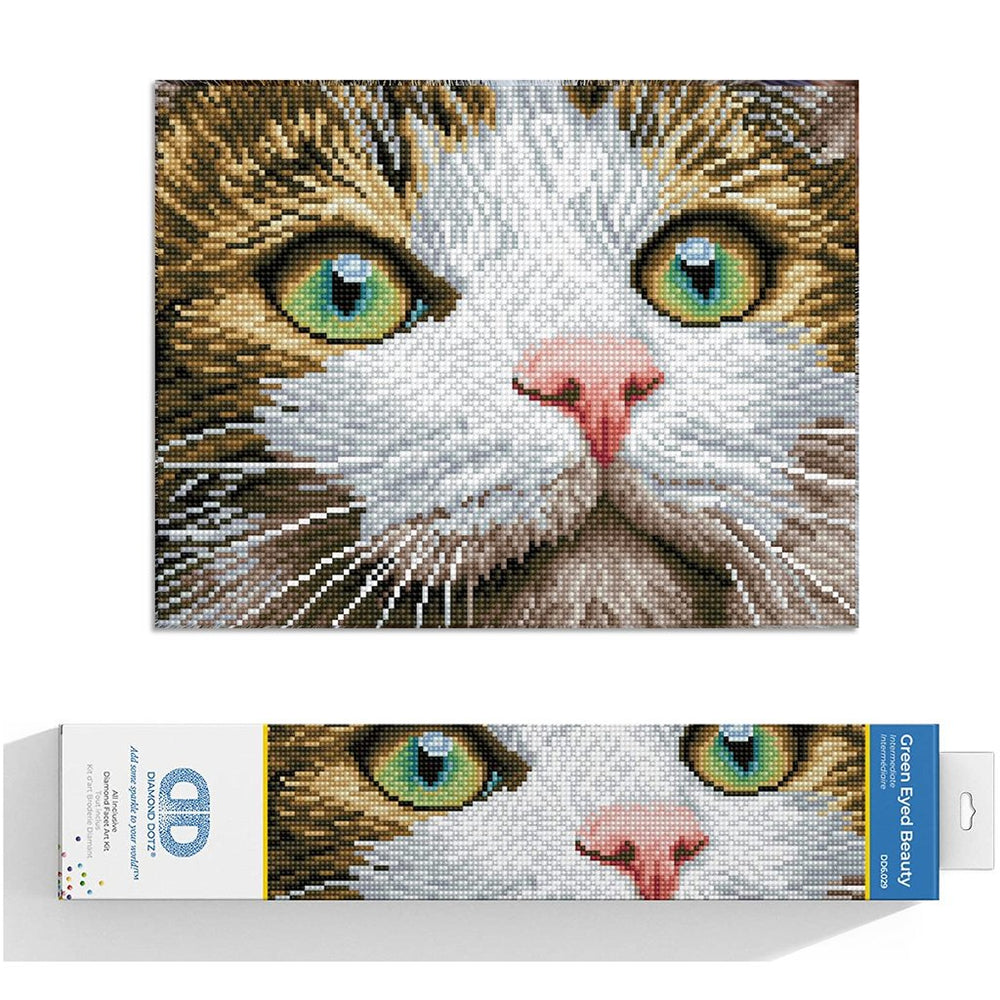 Cat Lovers Home Decor, Green Eyed Beauty Diamond Dotz Wall Art