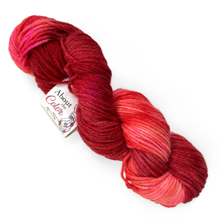 Vintage Red Yarn, Hand Dyed Yarn, Suri Alpaca & Merino Fiber, Worsted