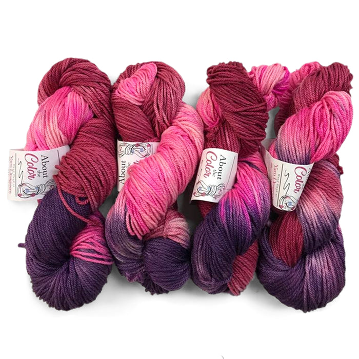 Hand Dyed Silk & Merino Worsted Yarn, Pink & Purple Butterfly Yarn