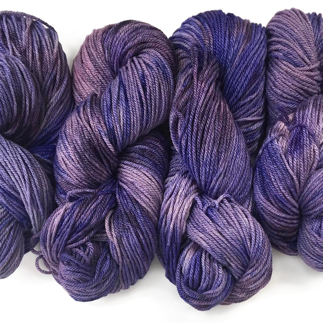 Hand Dyed Yarn, Shades of Lavender, Worsted, DK & Sock Yarn
